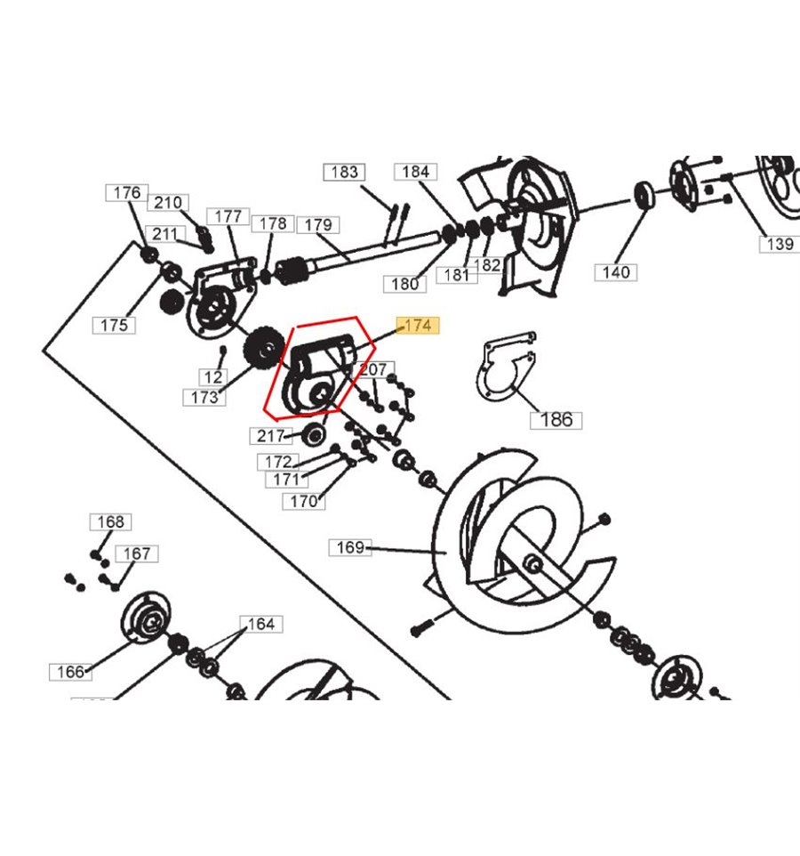 STIGA Snäckväxelhus vänster ST3256P, Snow Cube, Rise, AS56, 1811-2484-01